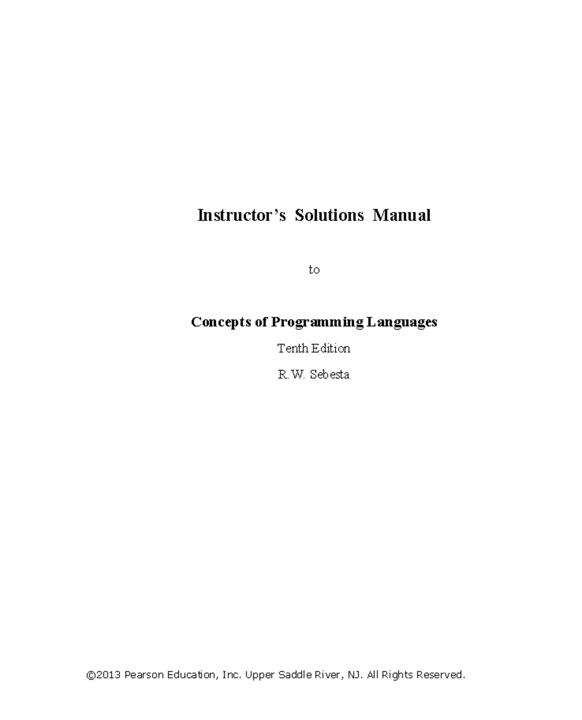 Pl10sols - solutions of concept of programming langauge 10th edition by ...