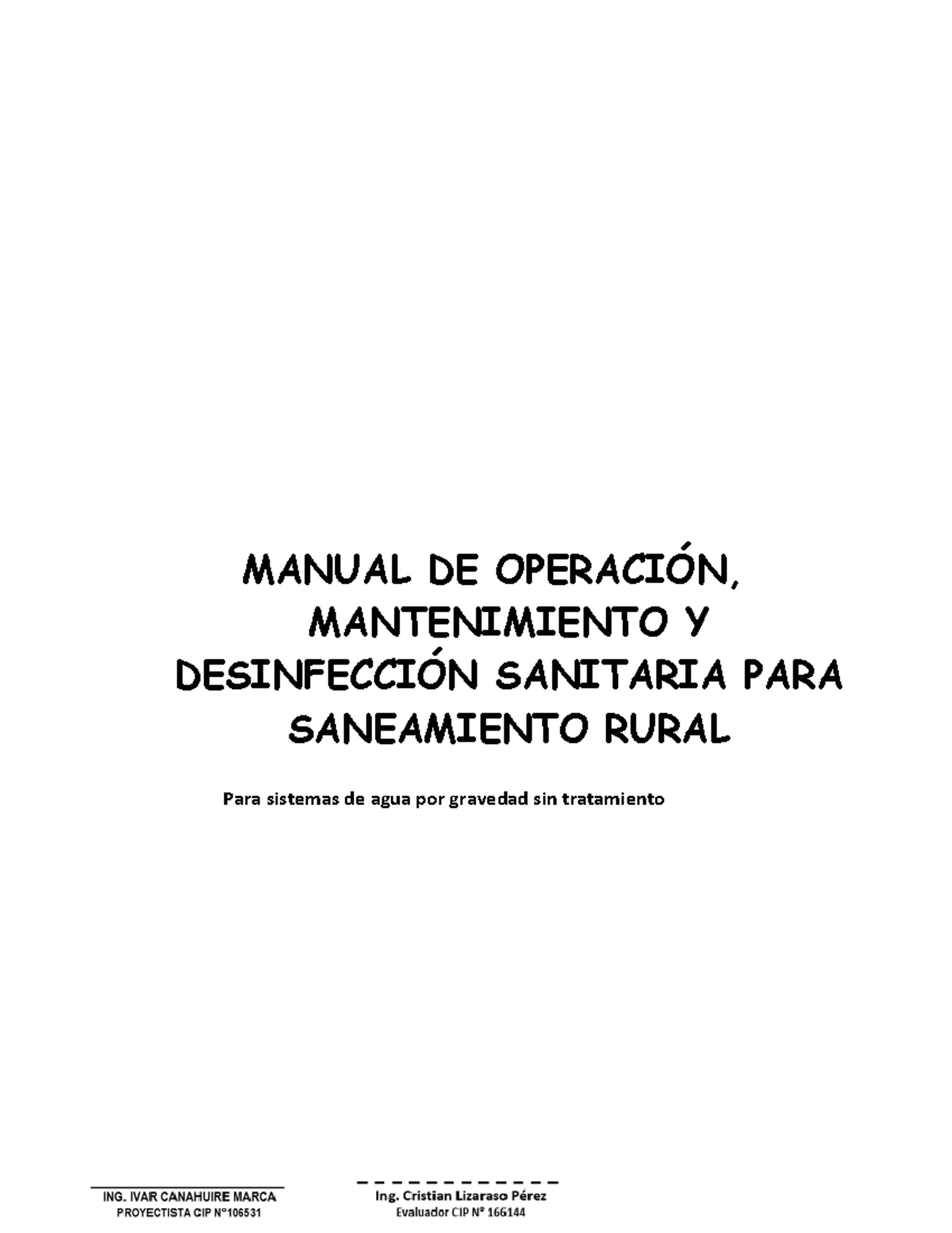Manual operacion para SBI - MANUAL DE OPERACI”N, MANTENIMIENTO Y DESINFECCI”N SANITARIA PARA ...