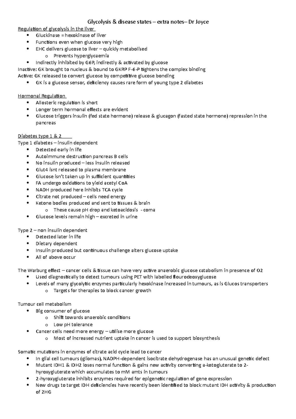 Glycolysis and disease states - extra notes - Glycolysis & disease ...