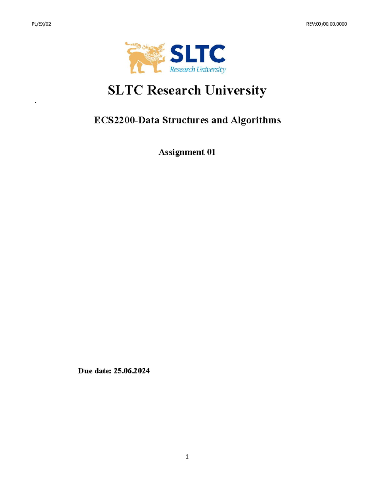 Assignment 01 Data Structures And Algorithms Plex02 Rev0000 1 9788