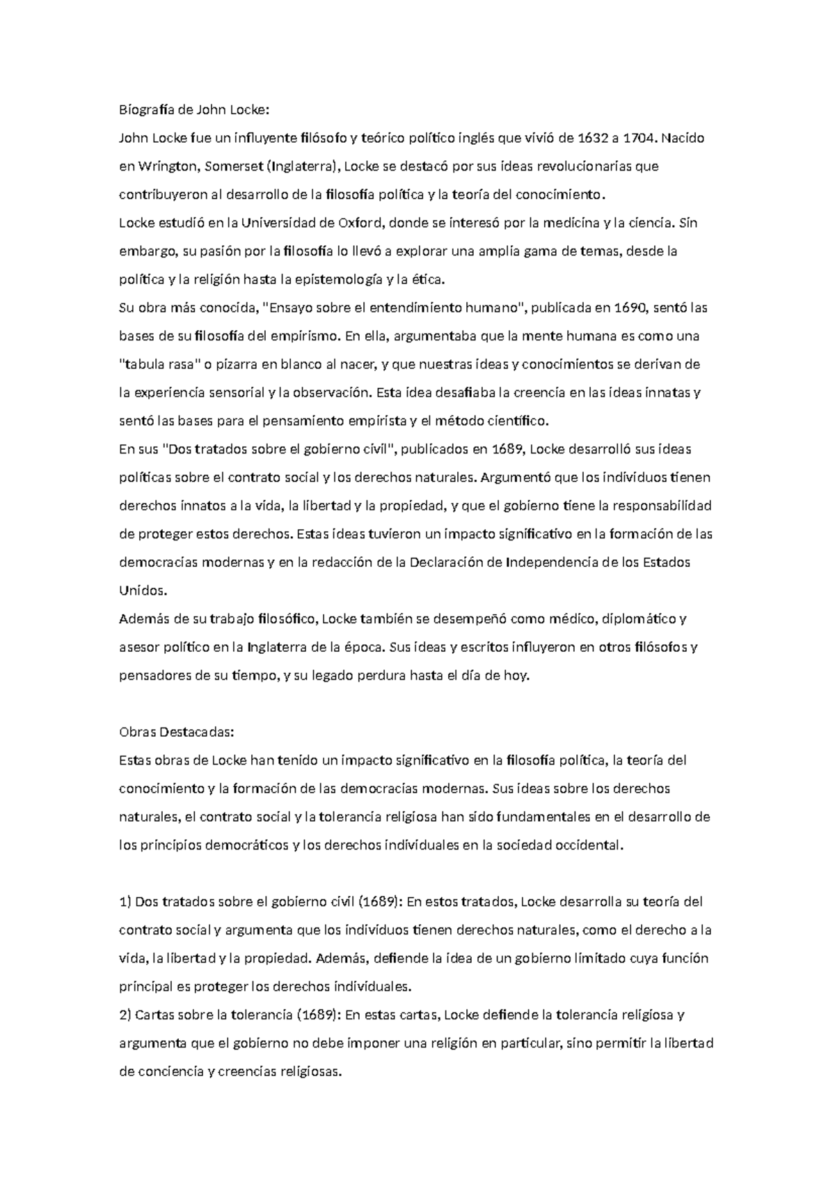 John Locke biografía y obras - Biografía de John Locke: John Locke fue ...