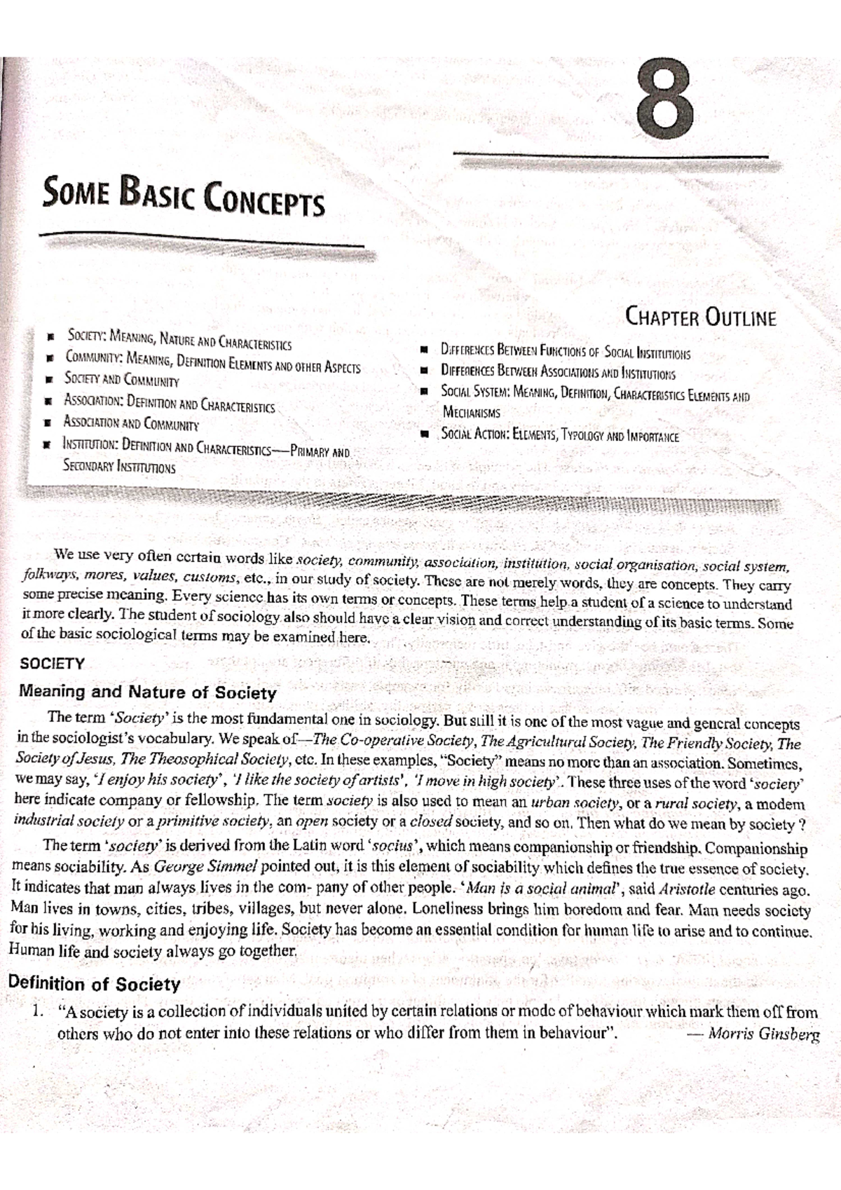 Basic concepts - Introduction to Sociology - Studocu