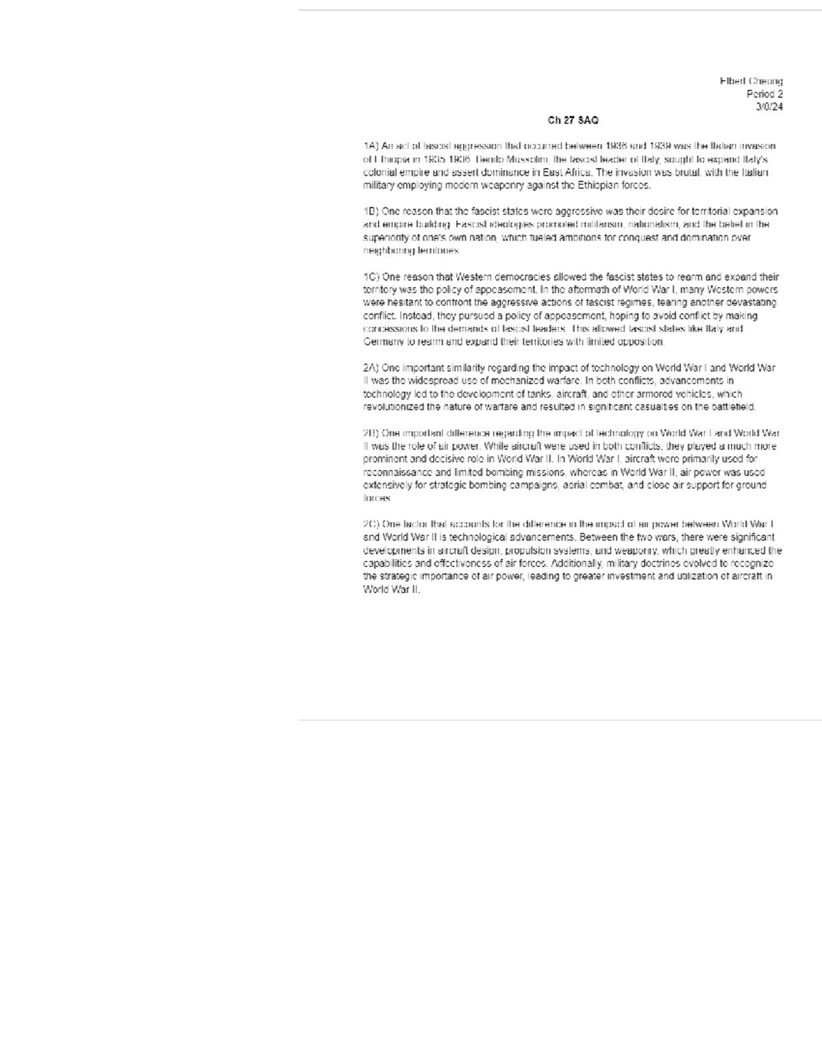 Ch 27 SAQ - Google Docs - Elbert Cheung Period 2 Ch 27 SAQ 1A) An act ...