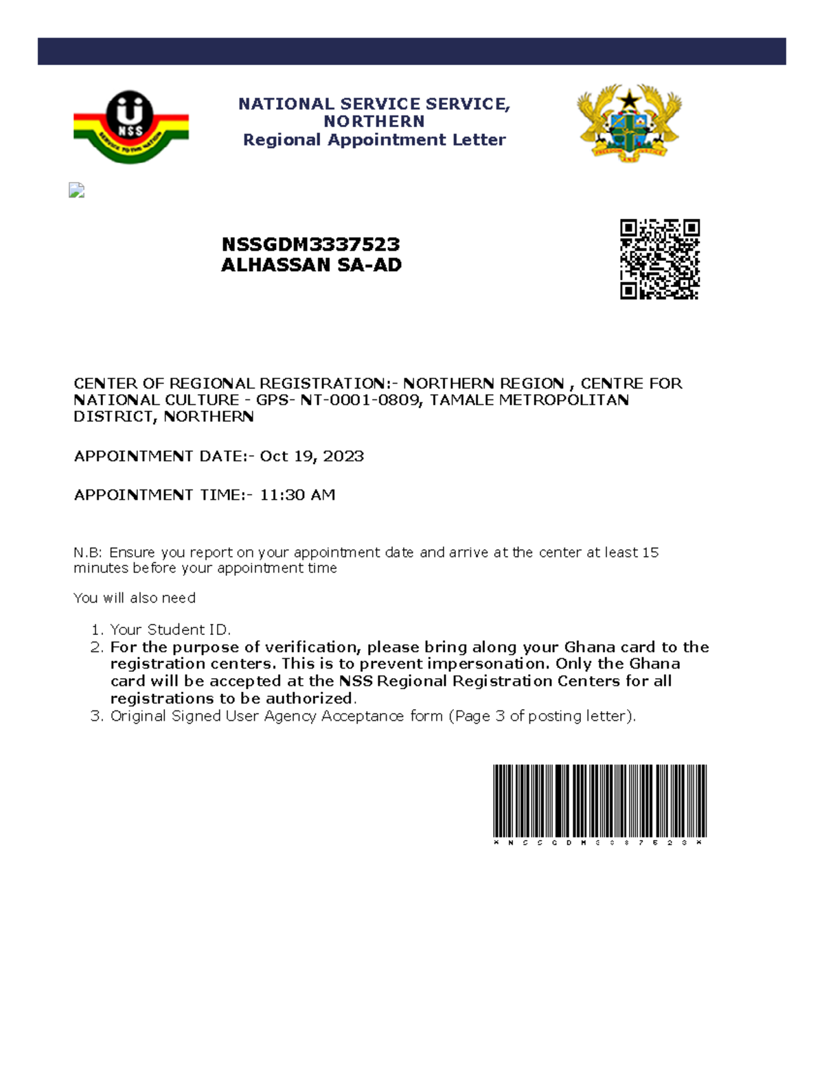 Portal.nss - Fit for nss students - NATIONAL SERVICE SERVICE, NORTHERN ...