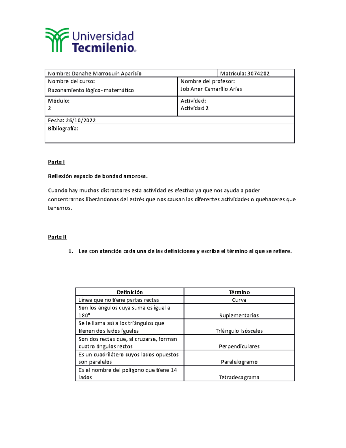 Actividad 1 razonamiento logico- matematico - Nombre: Danahe Marroquín ...