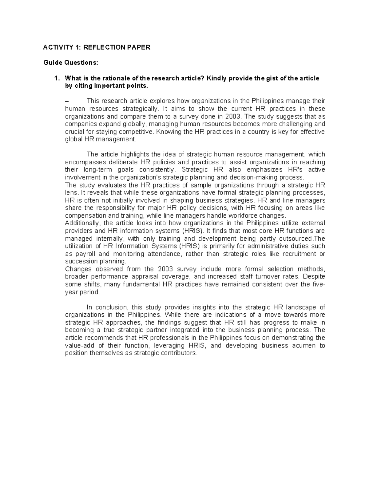 HBO - CREDITS TO THE OWNER. - ACTIVITY 1: REFLECTION PAPER Guide ...