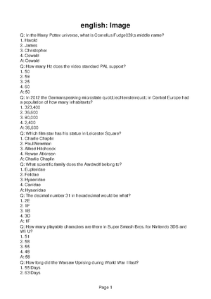 English-Assessment-9 - english: Problems Question 1: Category: History ...