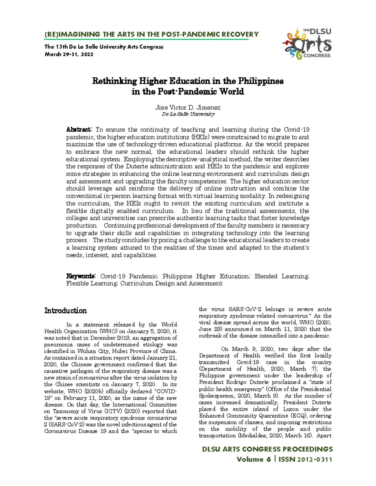 Ltm-02 - The 15 th De La Salle University Arts Congress March 29-31 ...