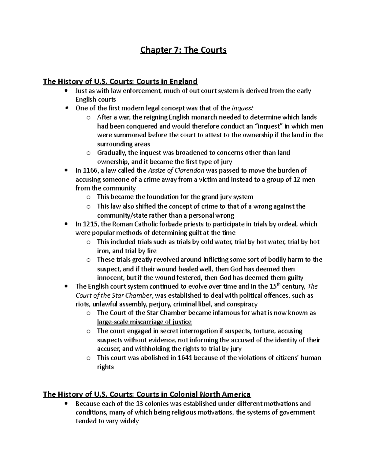 Chpater 7 - Chapter 7: The Courts The History of U. Courts: Courts in England Just as with law ...
