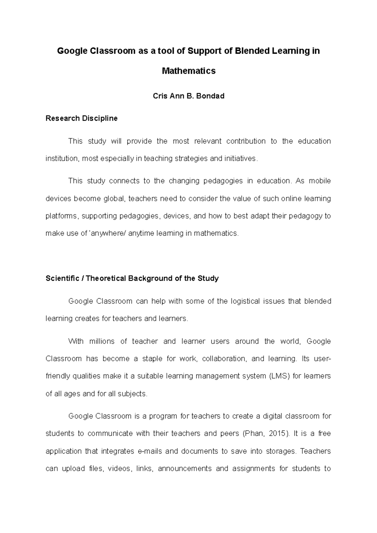 Google Classroom and Blended Learning - Research - University of the ...