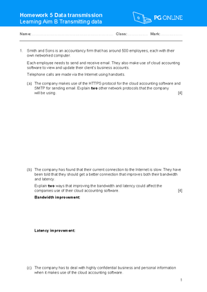 Topic 3 Homework 3 - Summary BTEC IT Level 3 - Homework 3 Types of network Learning Aim B - Studocu