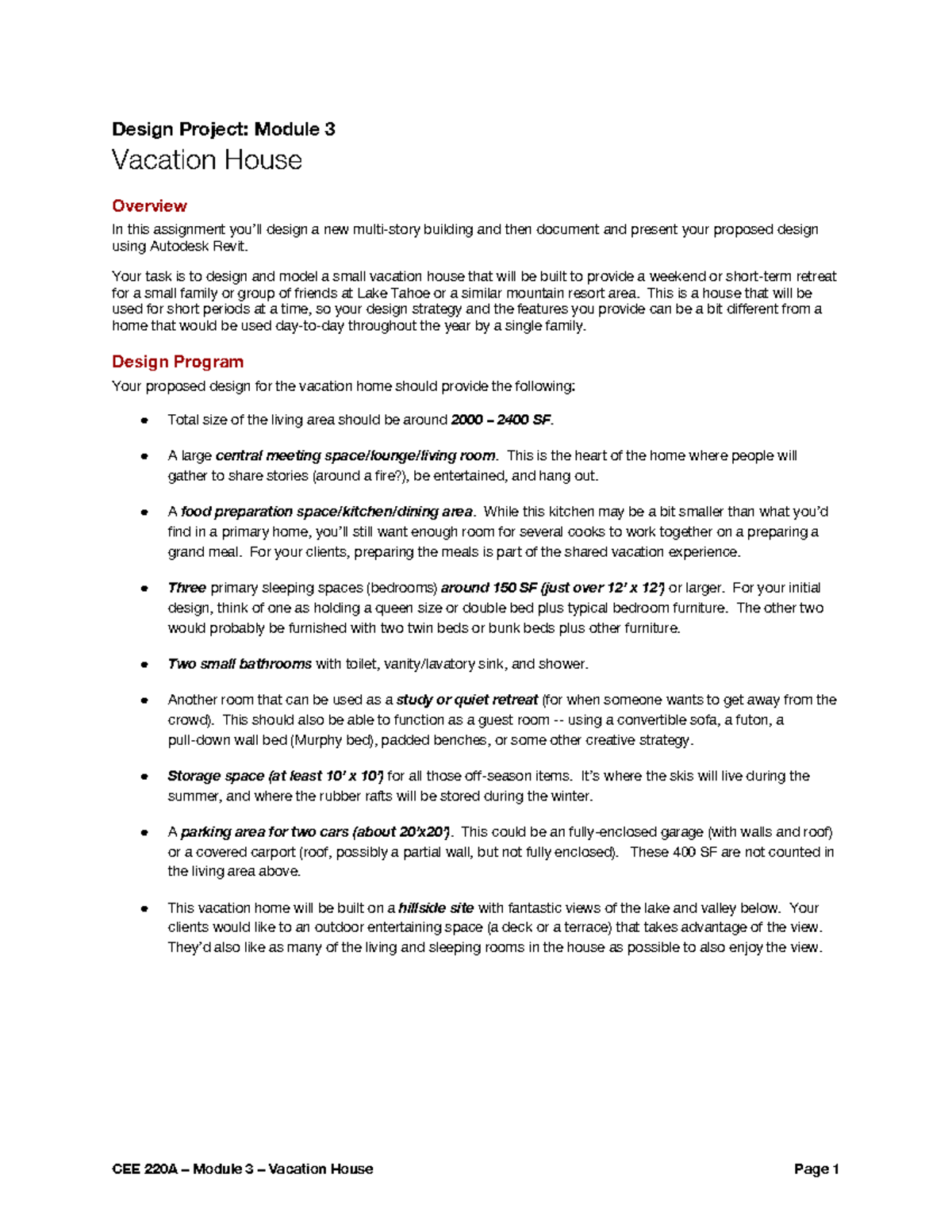 Design Project - Module 3 - Vacation House - Design Project: Module 3 ...