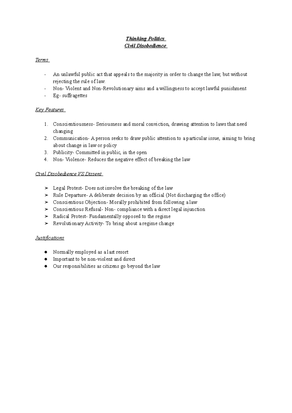 Civil Disobedience - Lecturer- Dr Mike Slaven - Thinking Politics Civil ...