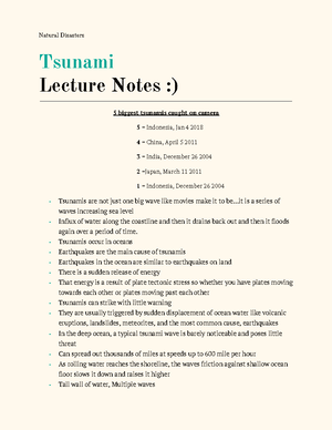 Natural Disasters Notes 1 - Natural Disasters EXAM 1 STUDY GUIDE ...