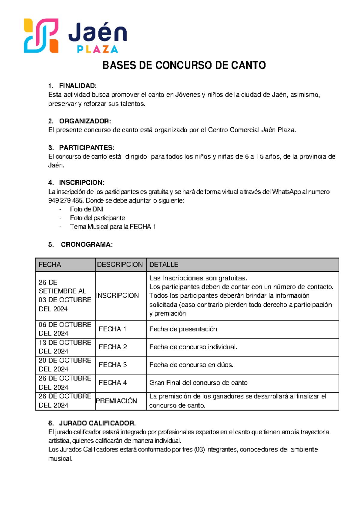 Bases - Base de concursos para canto, en fechas diferentes - BASES DE ...