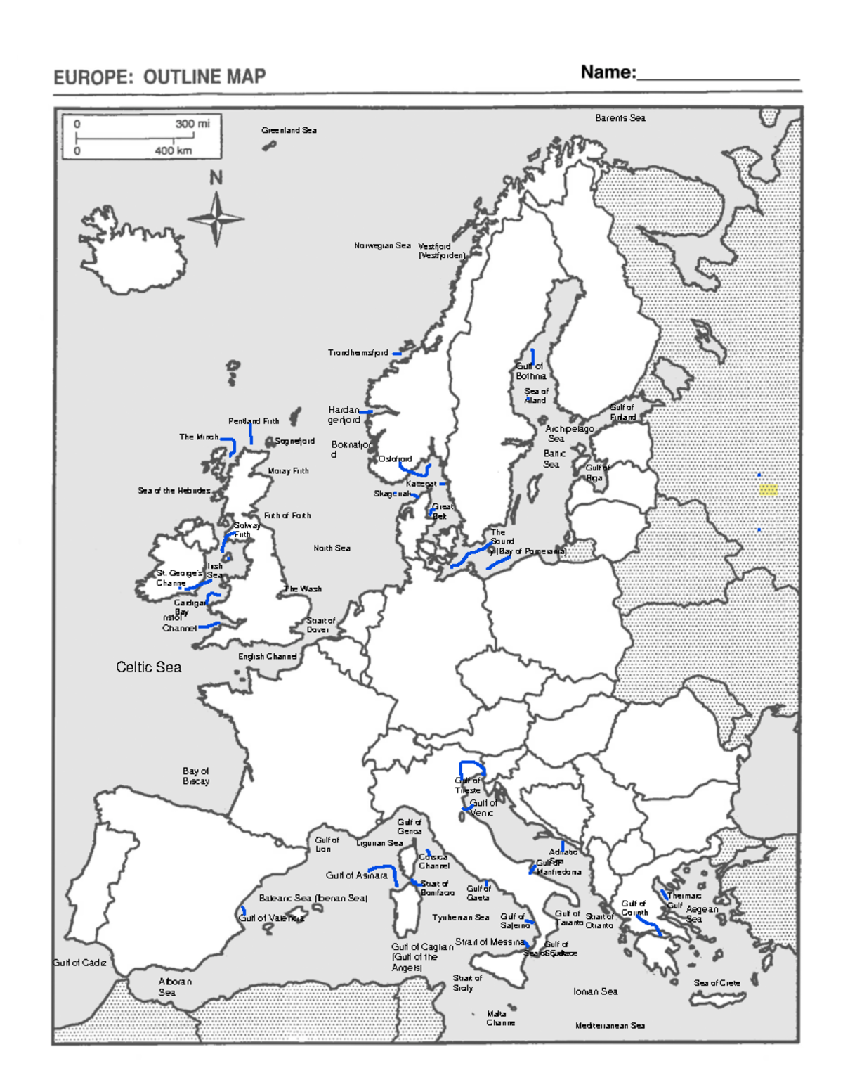 01.Europe F 2021 - map - EUROPE – OCEAN PLACE NAMES (67 total) Adriatic ...