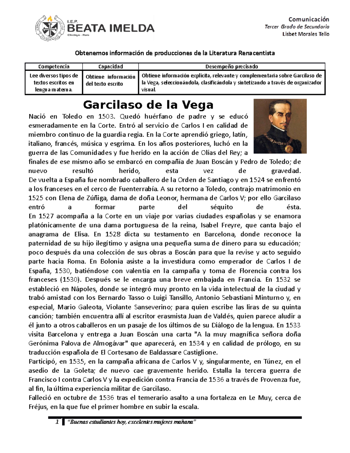 Garcilaso de la Vega - Obtenemos información de producciones de la ...