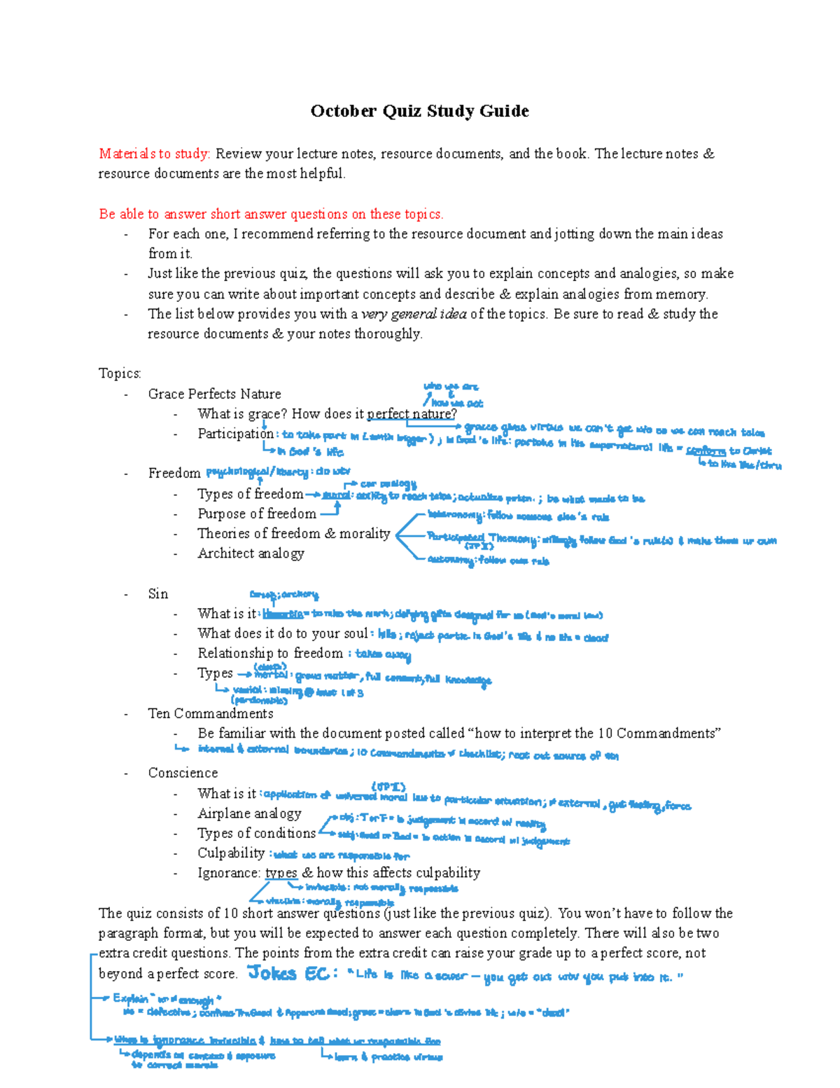 Quiz Study Guide - October Quiz Study Guide Materials to study: Review ...
