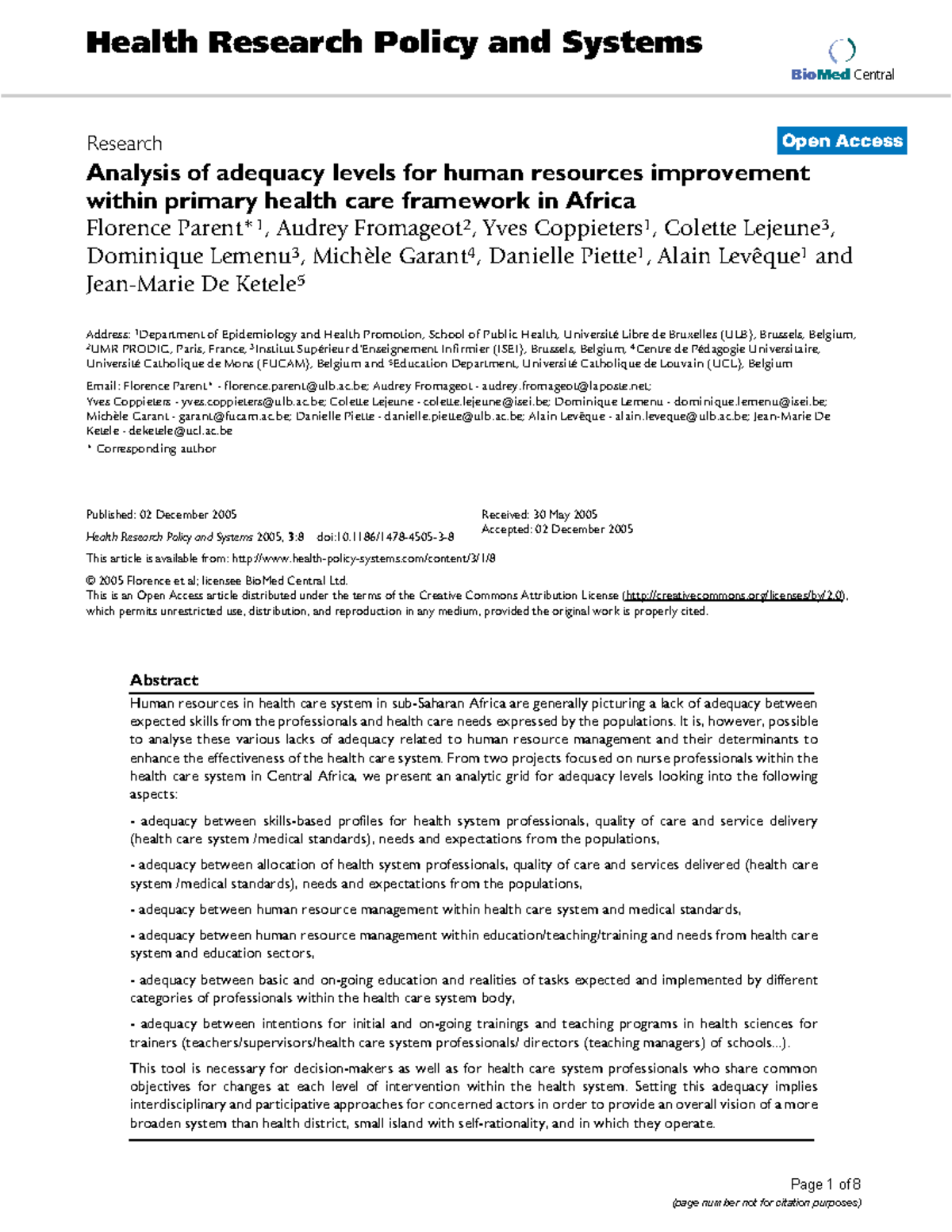 Analysis of adequacy levels for human re - BioMed Central Page 1 of 8 ...