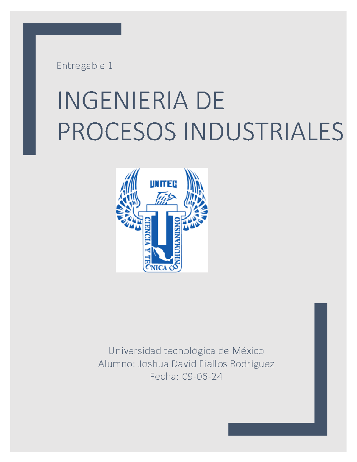 Entregable 1 Ingenieria DE Procesos Industriales Joshua Fiallos - Entregable 1 INGENIERIA DE ...
