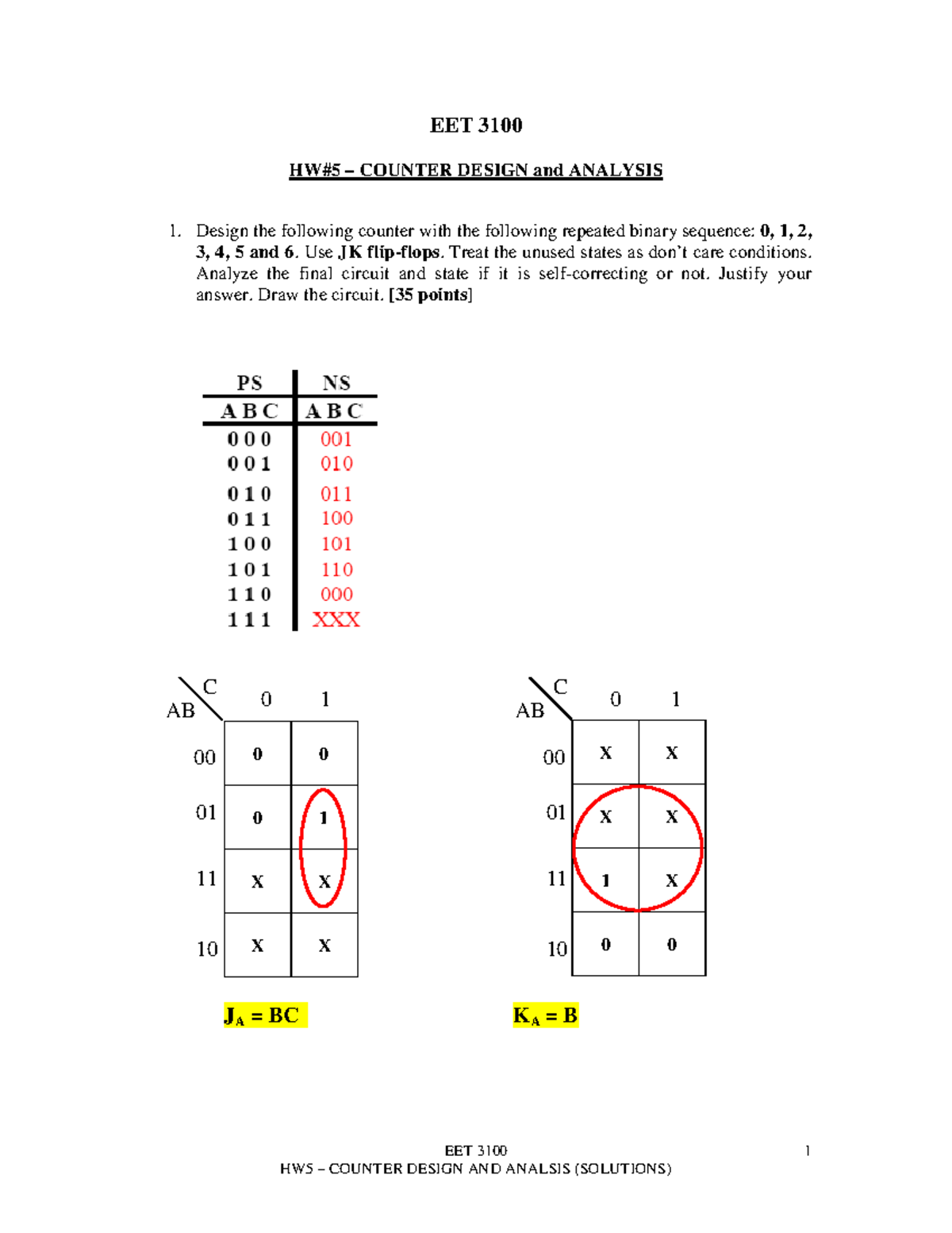 3100HW5 Counter Design Analysis sol - EET 3100 1 EET 3100 HW#5 – COUNTER DESIGN and ANALYSIS 1 ...
