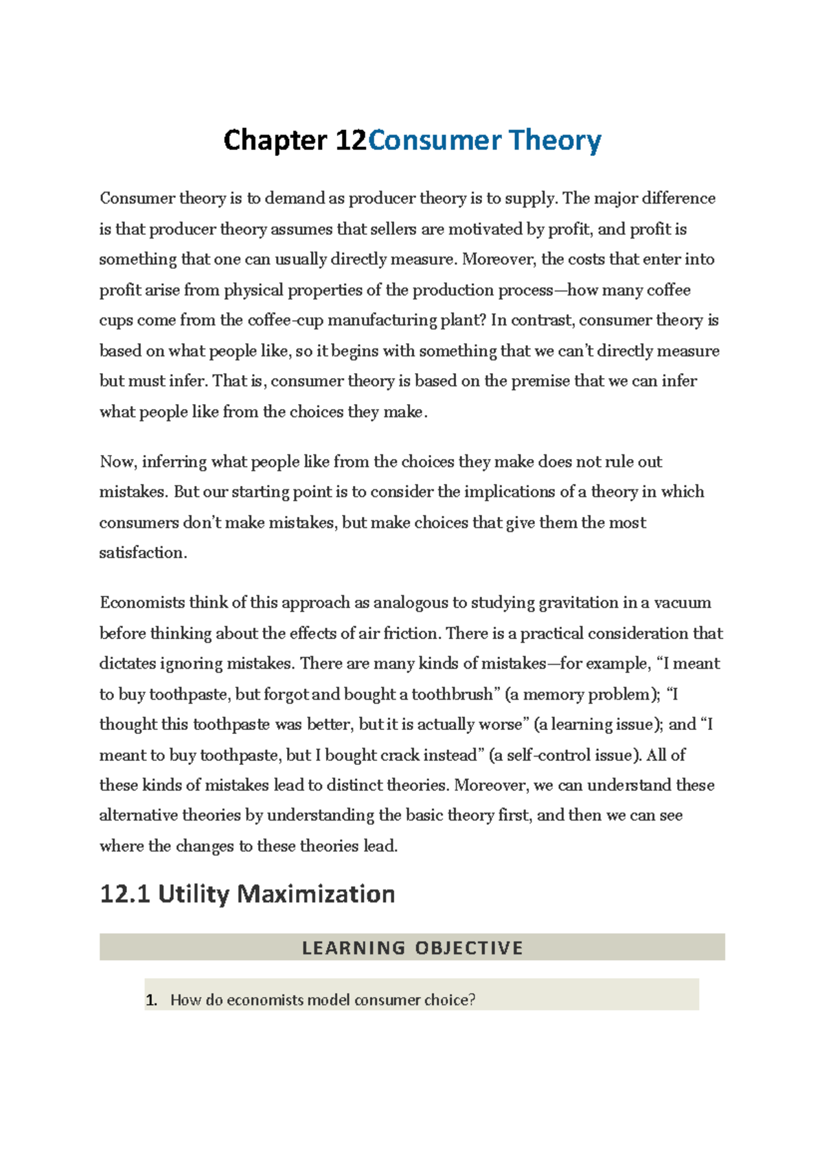 consumer theory - Chapter 12Consumer Theory Consumer theory is to demand as producer theory is ...