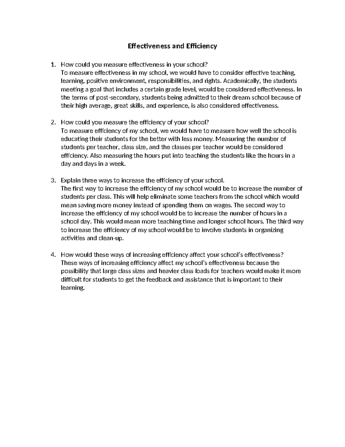 Effectiveness and Efficiency - How could you measure effectiveness in ...