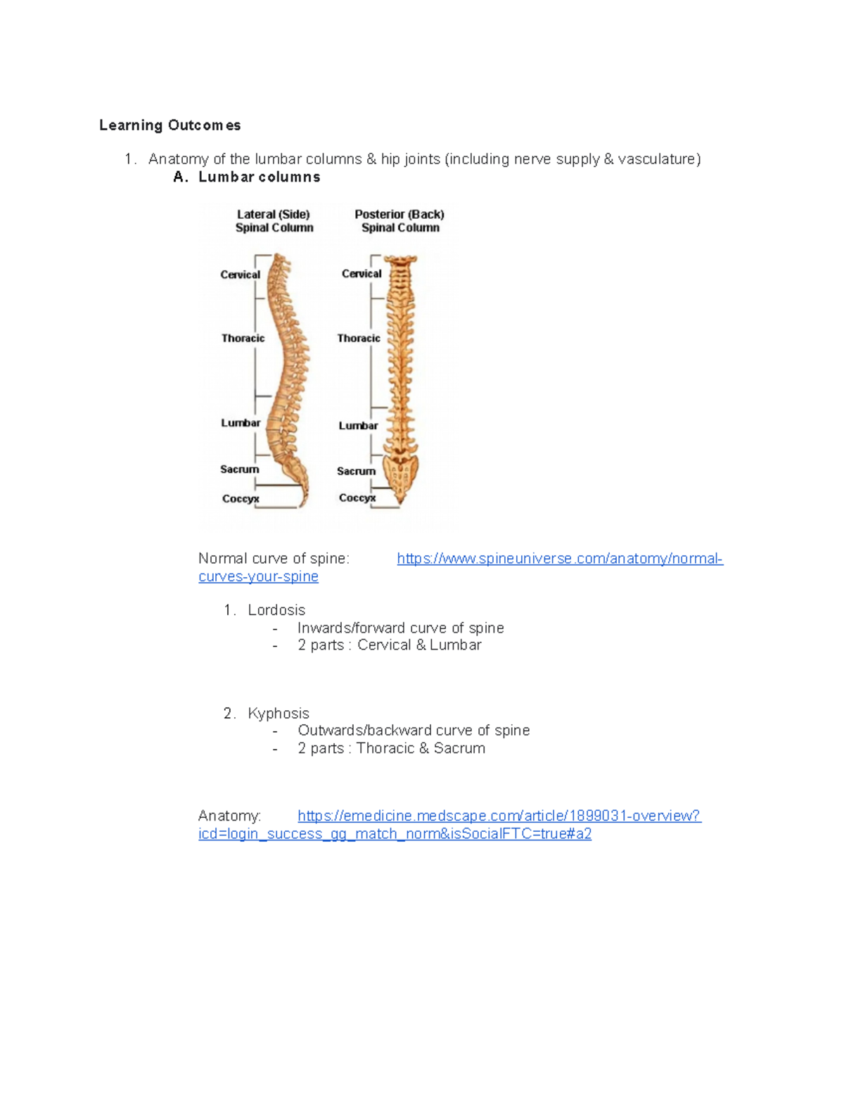 SEM 4 - PBL 1 (SELF- Research) - Learning Outcomes 1. Anatomy of the ...