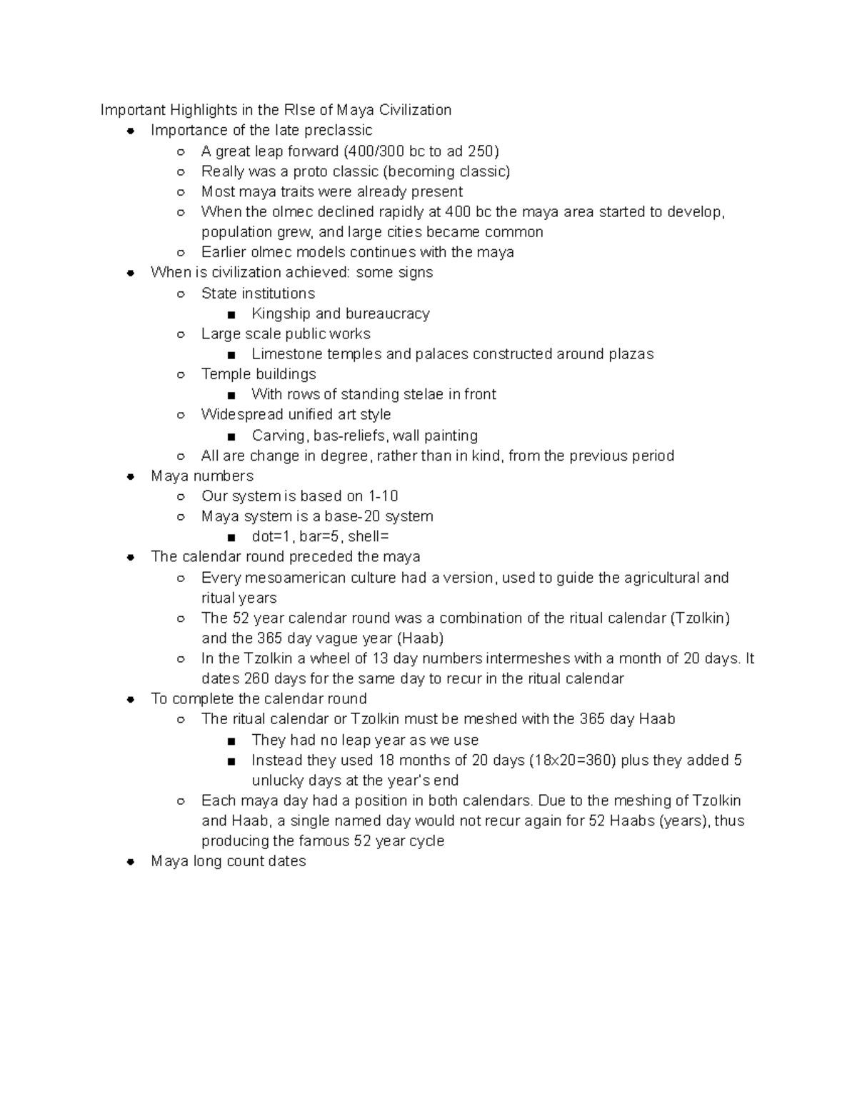 The Maya - Dr. Borg - Important Highlights in the RIse of Maya ...