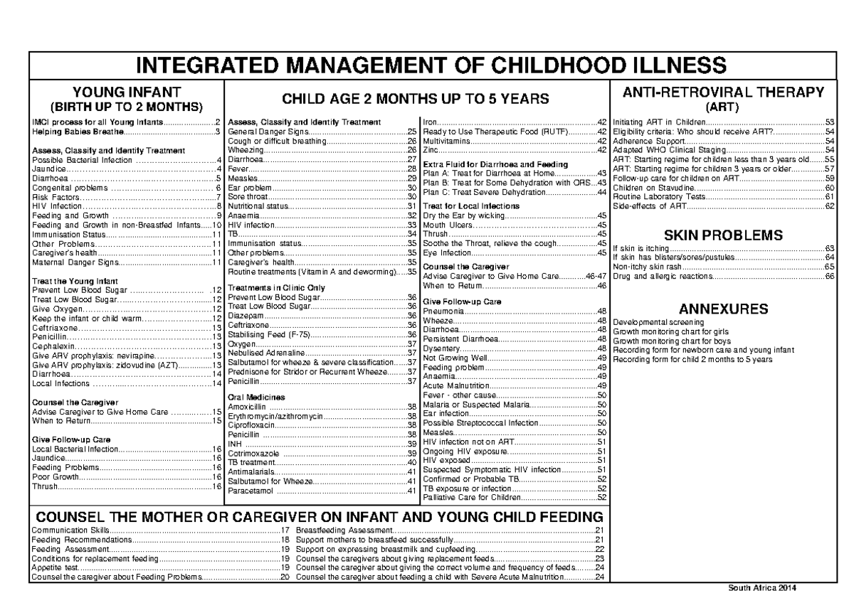 IMCI Chart Booklet Latest - YOUNG INFANT (BIRTH UP TO 2 MONTHS) ANTI ...