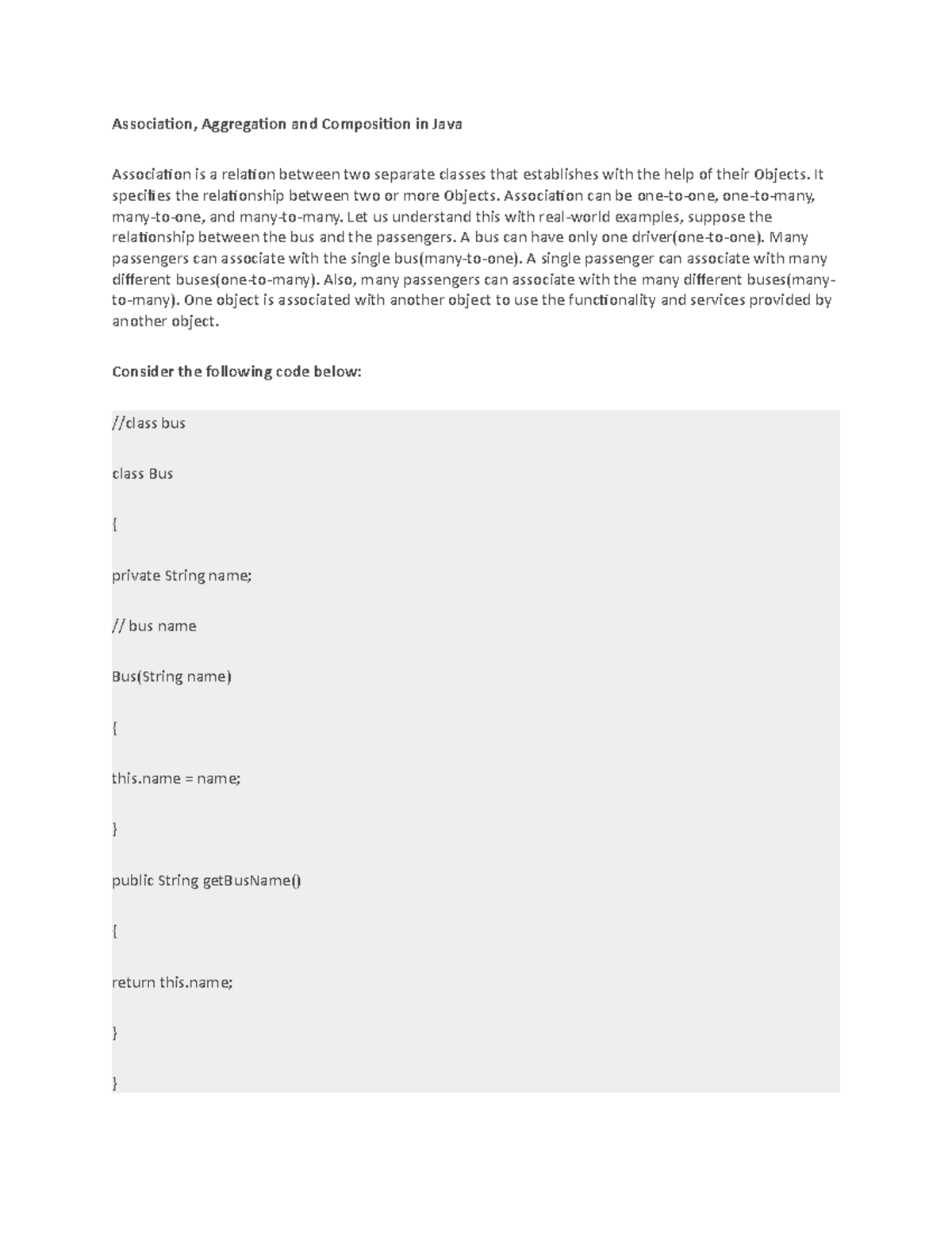 Association Aggregation And Composition In Java Association Aggregation And Composition In