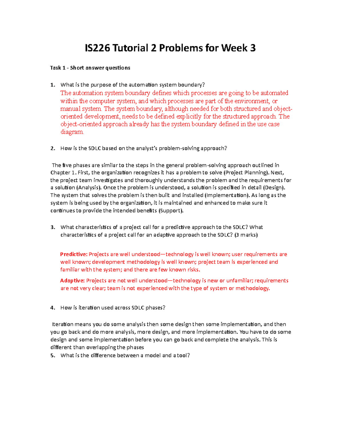 Questions to answer - IS226 Tutorial 2 Problems for Week 3 Task 1 ...