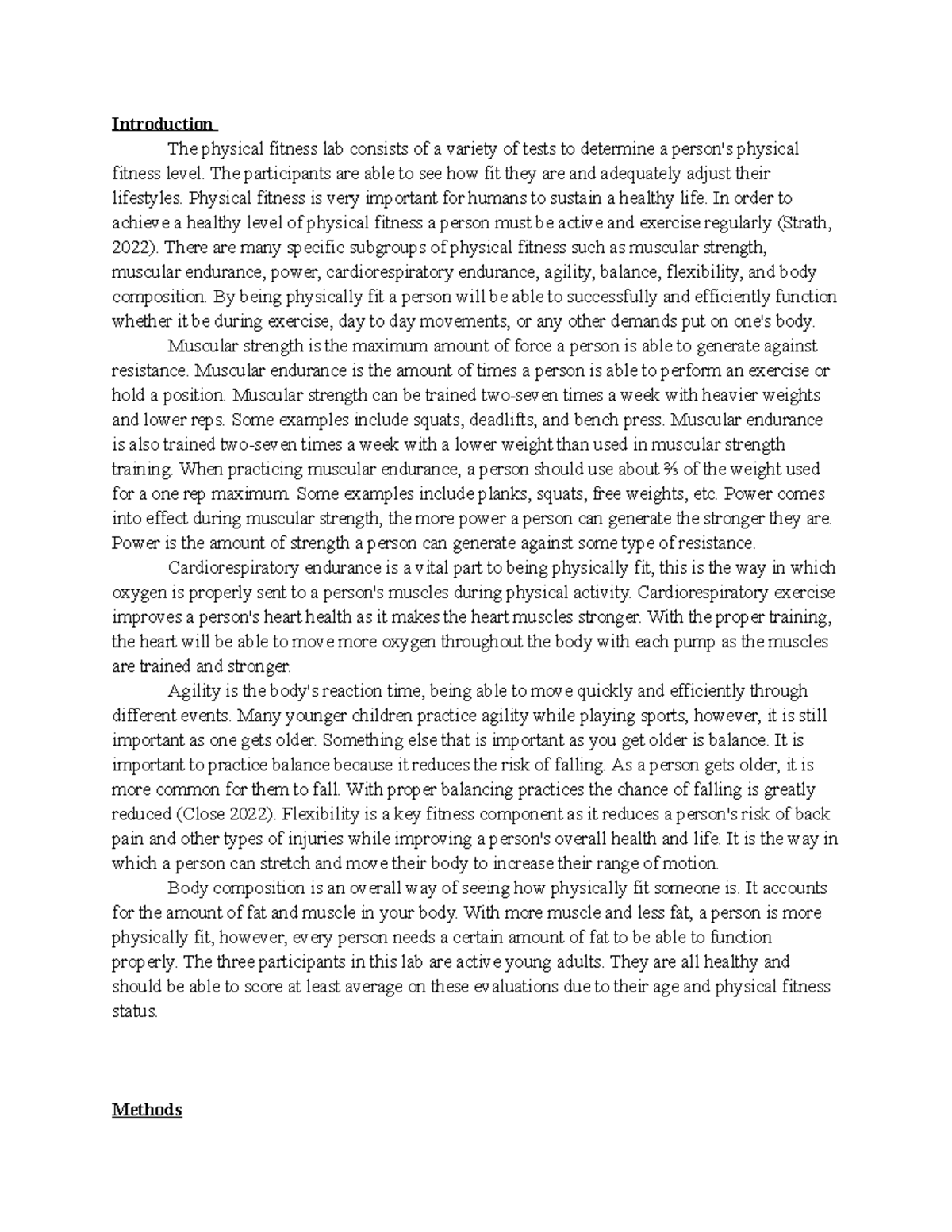 Physical Fitness Lab - Introduction The physical fitness lab consists ...
