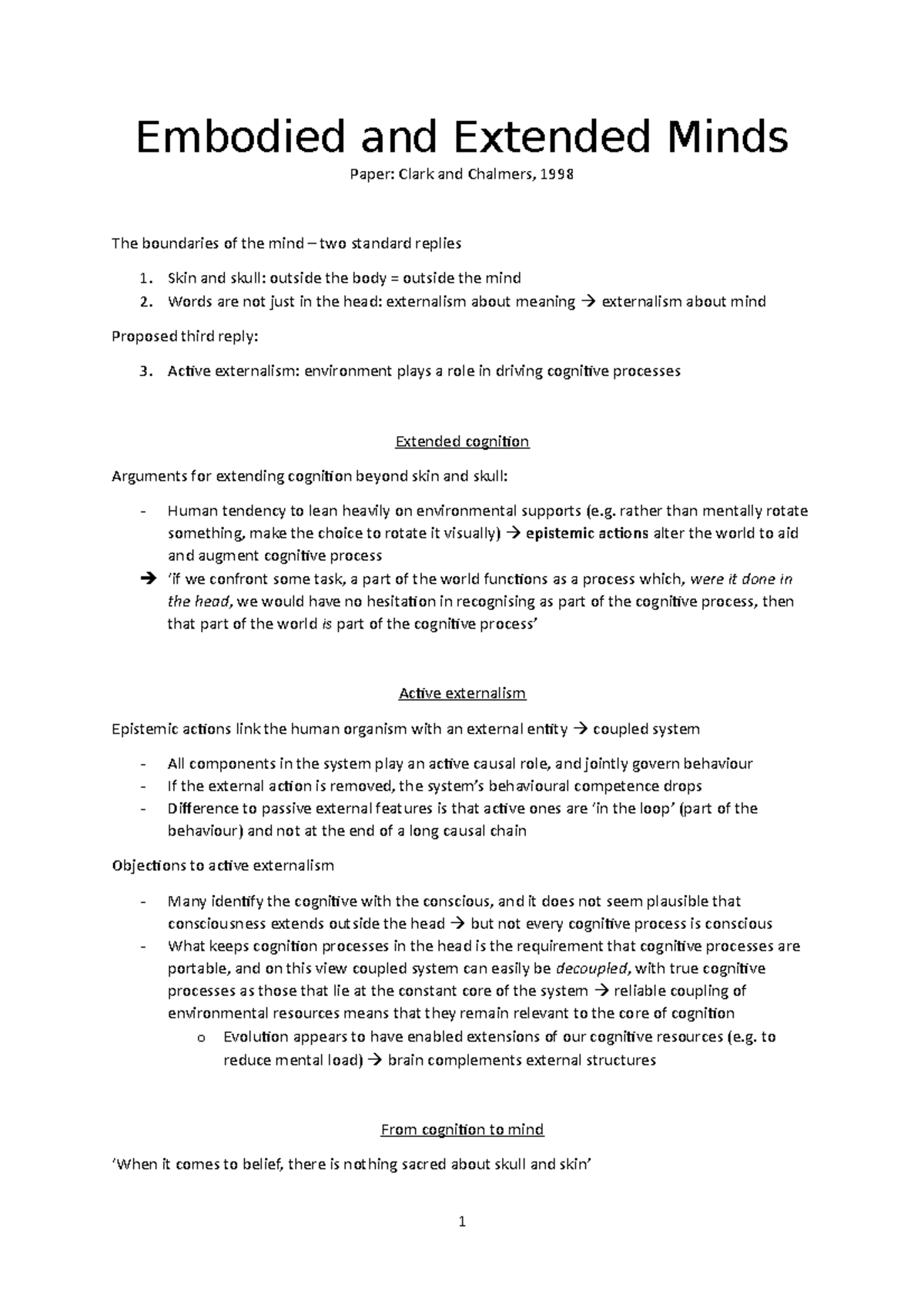 5 - Embodied and Extended Minds - Embodied and Extended Minds Paper ...