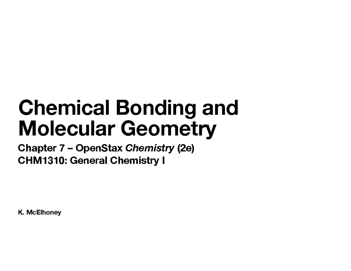 06 Bonding Lewis Shapes 1 - K. McElhoney Chemical Bonding and Molecular ...