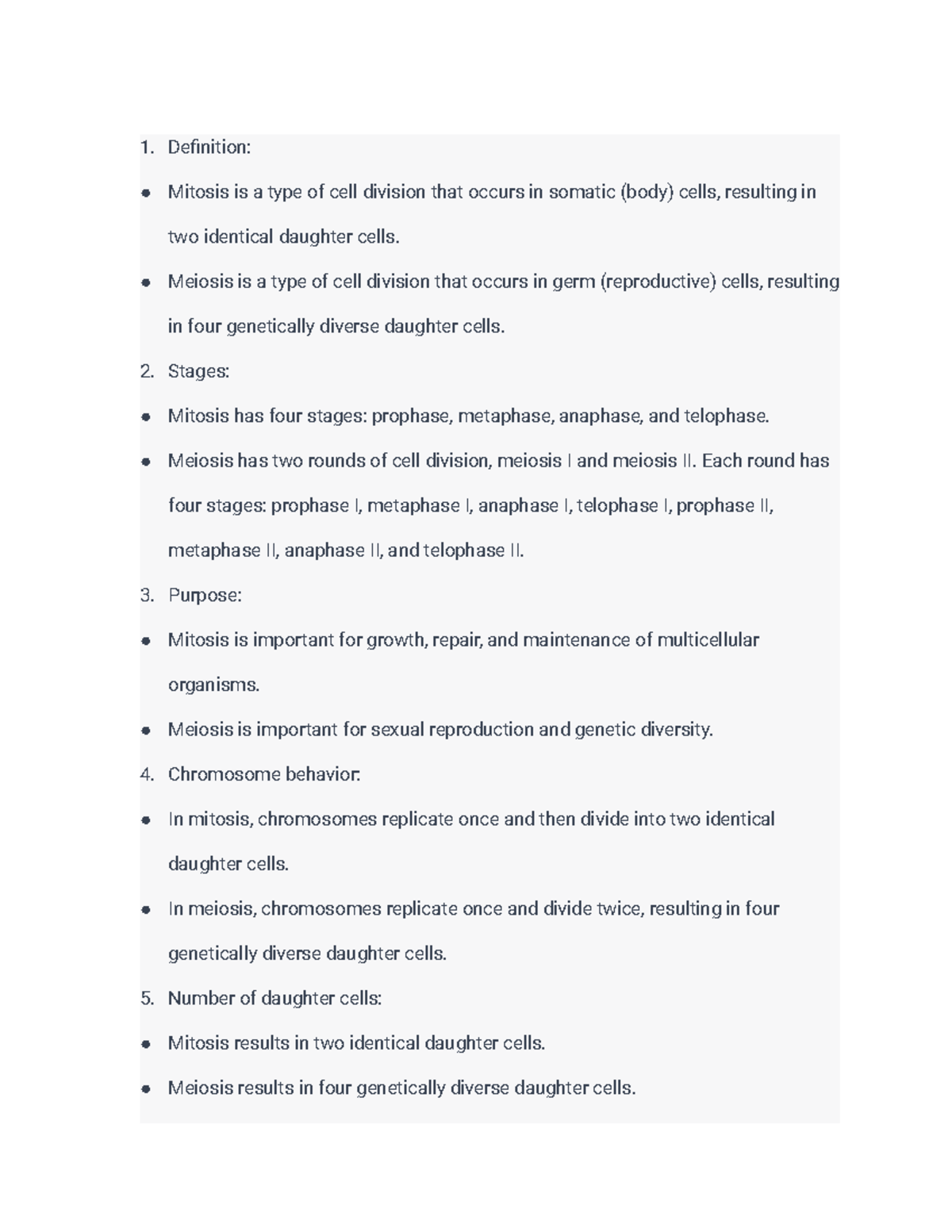 Untitled document - Biology Study Guide - Definition: Mitosis is a type ...