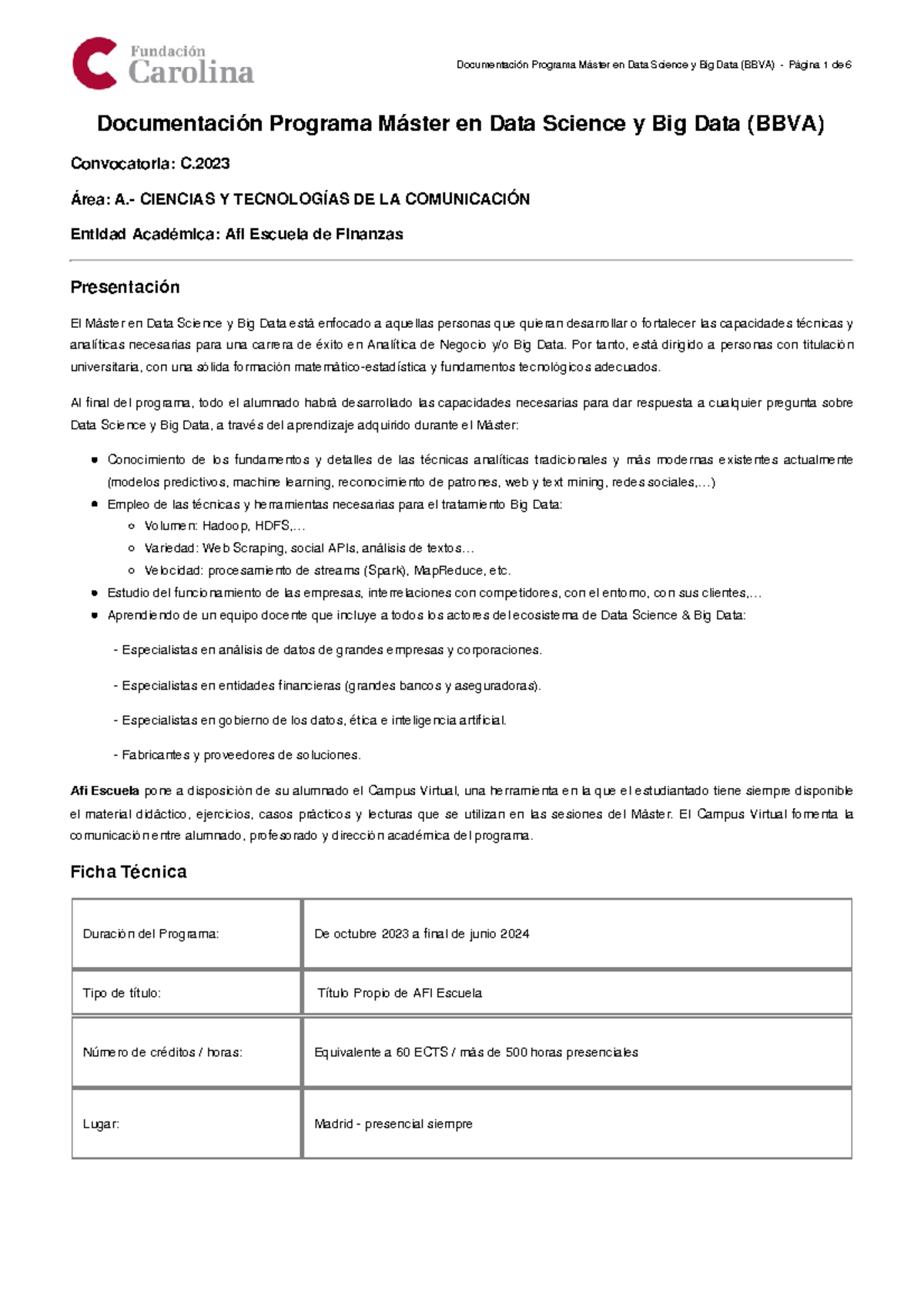 Máster en Data Science y Big Data (BBVA) C - Documentación Programa Máster en Data Science y Big ...