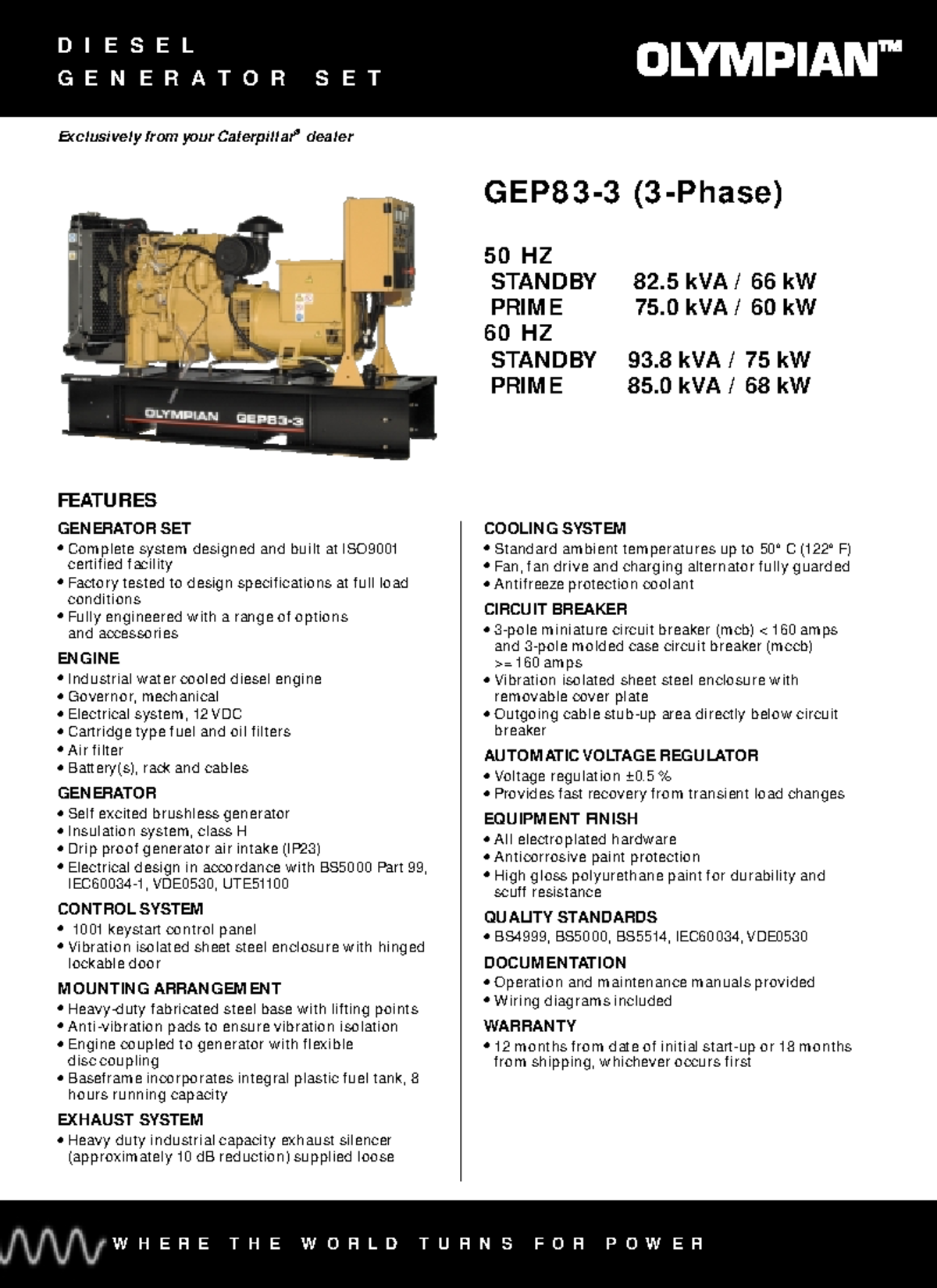 1436-spec sheet olympian gep83 Gruco - W H E R E T H E W O R L D T U R N S F O R P O W E R - Studocu