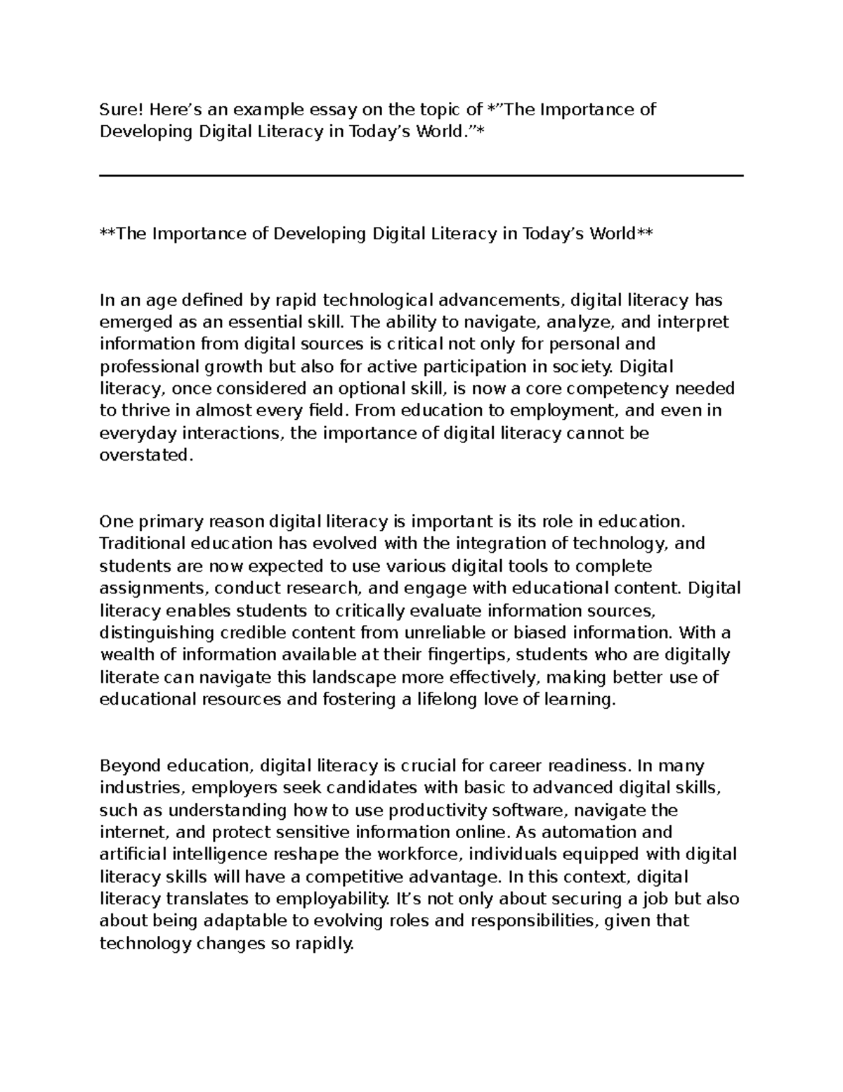 Essay - wtwew - Sure! Here’s an example essay on the topic of ”The ...