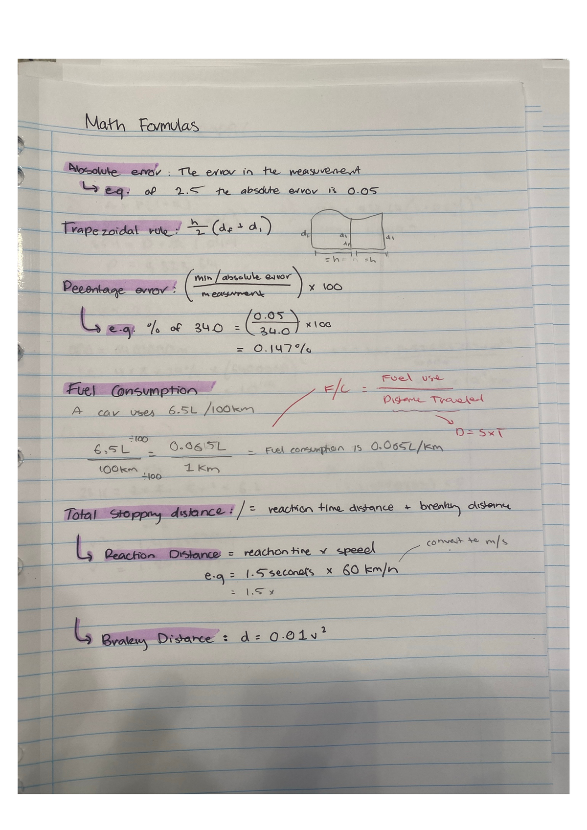 Formulas for measurement - Math Formulas Absolute error The error in ...
