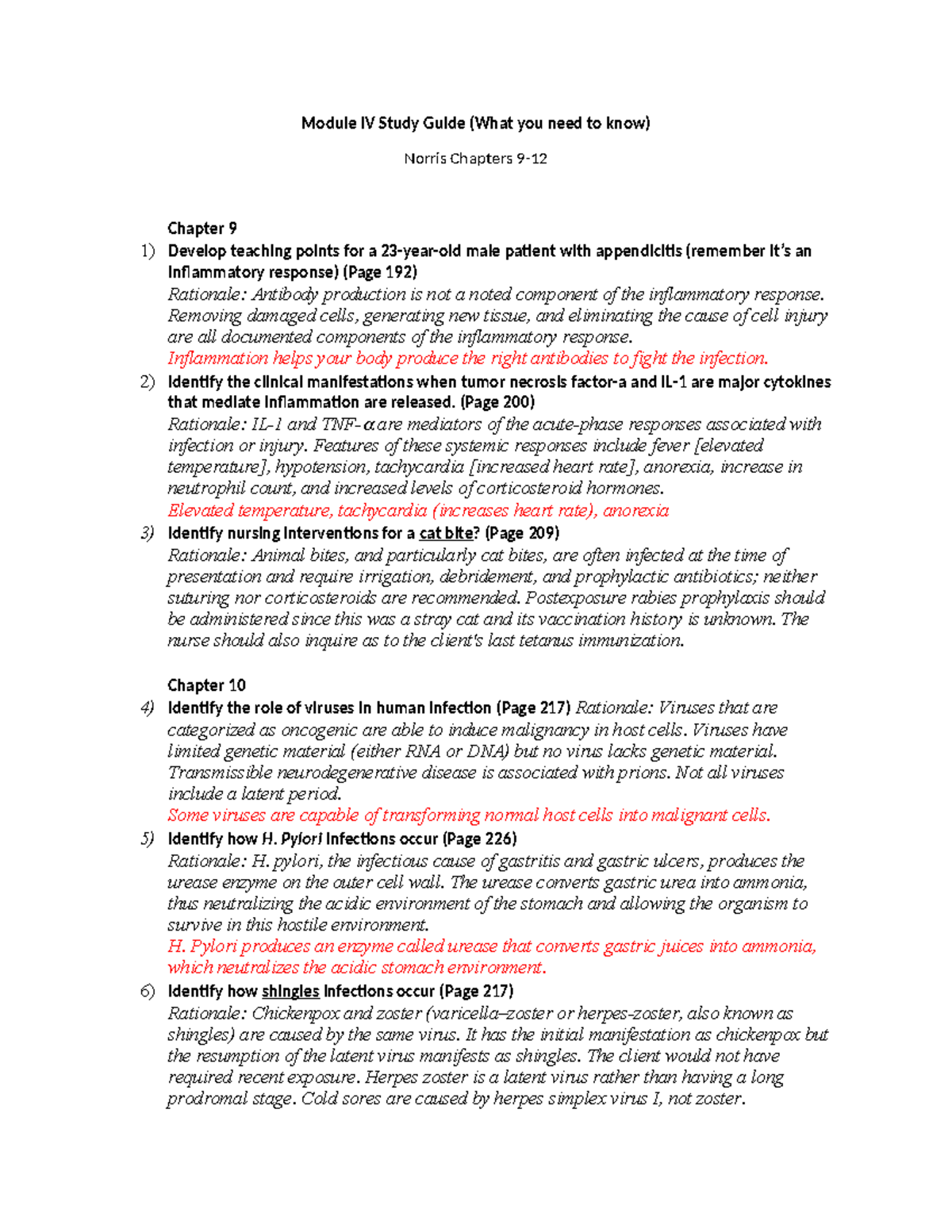 Module IV Study Guide - Removing damaged cells, generating new tissue ...