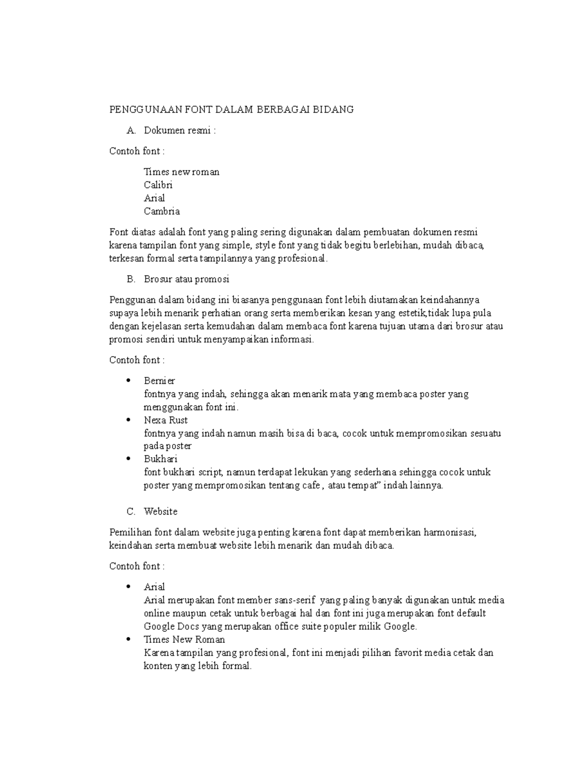 Penggunaan FONT Dalam Berbagai Bidang DAN Format Gambar - PENGGUNAAN ...