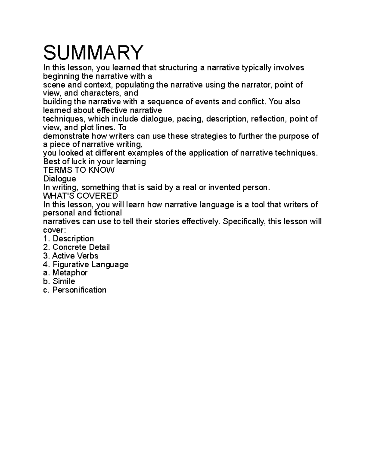 Summary - Composition I - SUMMARY In this lesson, you learned that ...