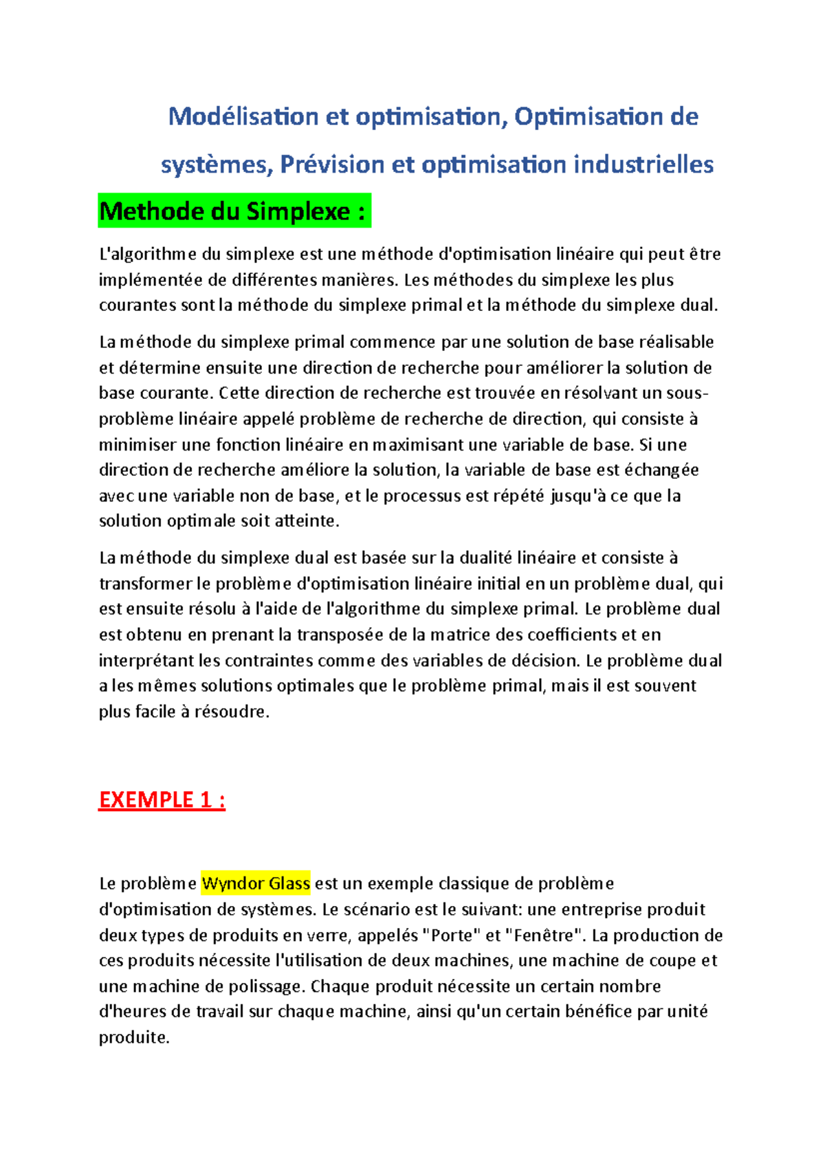 Modélisation-2 - GIN - Modélisation et optimisation, Optimisation de systèmes, Prévision et ...