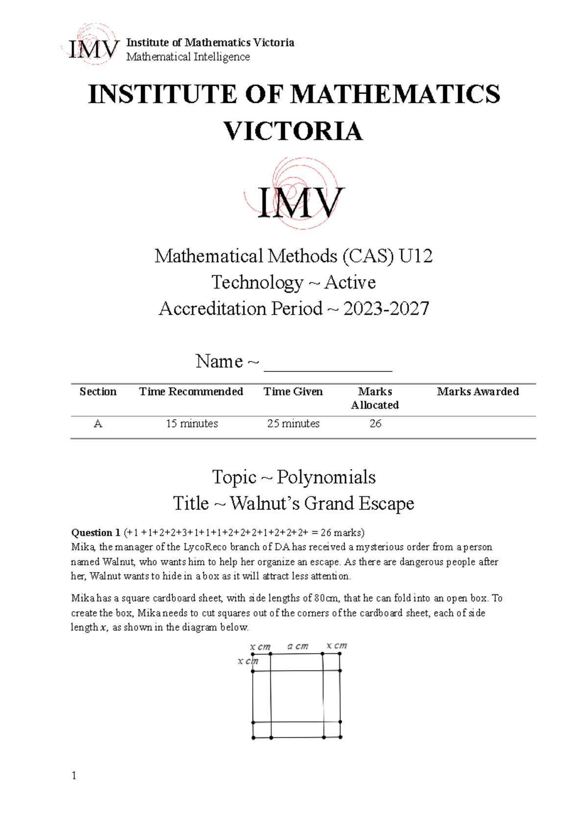 Test Polynomials Tech Active 1 - Mathematical Intelligence INSTITUTE OF ...