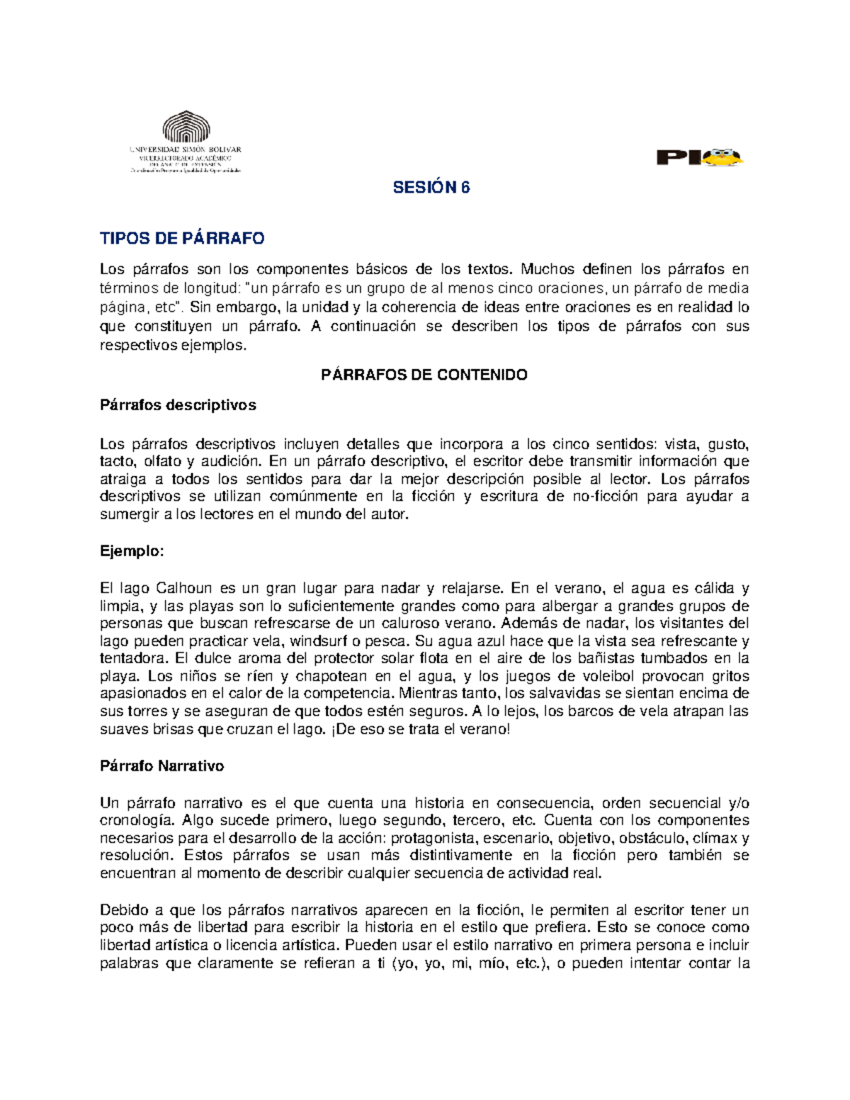 Tipos de párrafos - ddddddddddddddddddddddddddd - SESIÓN 6 TIPOS DE ...