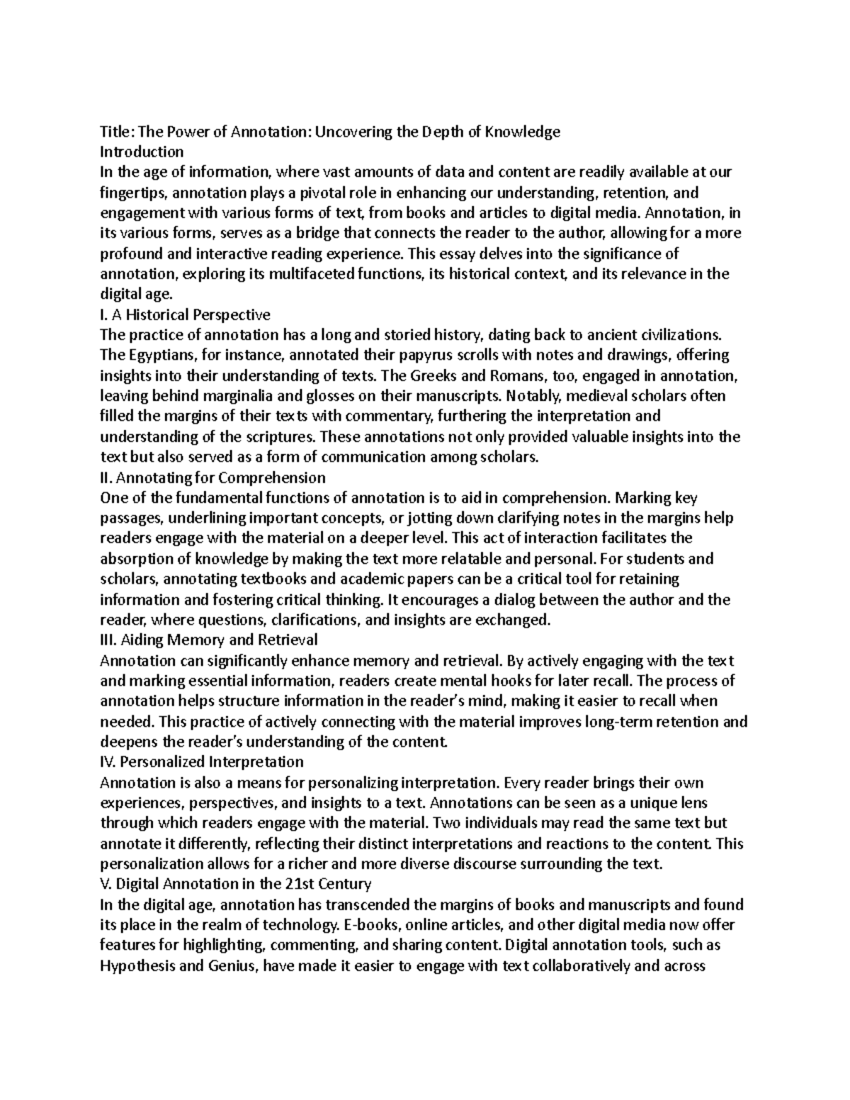 Annotate - research - Title: The Power of Annotation: Uncovering the ...