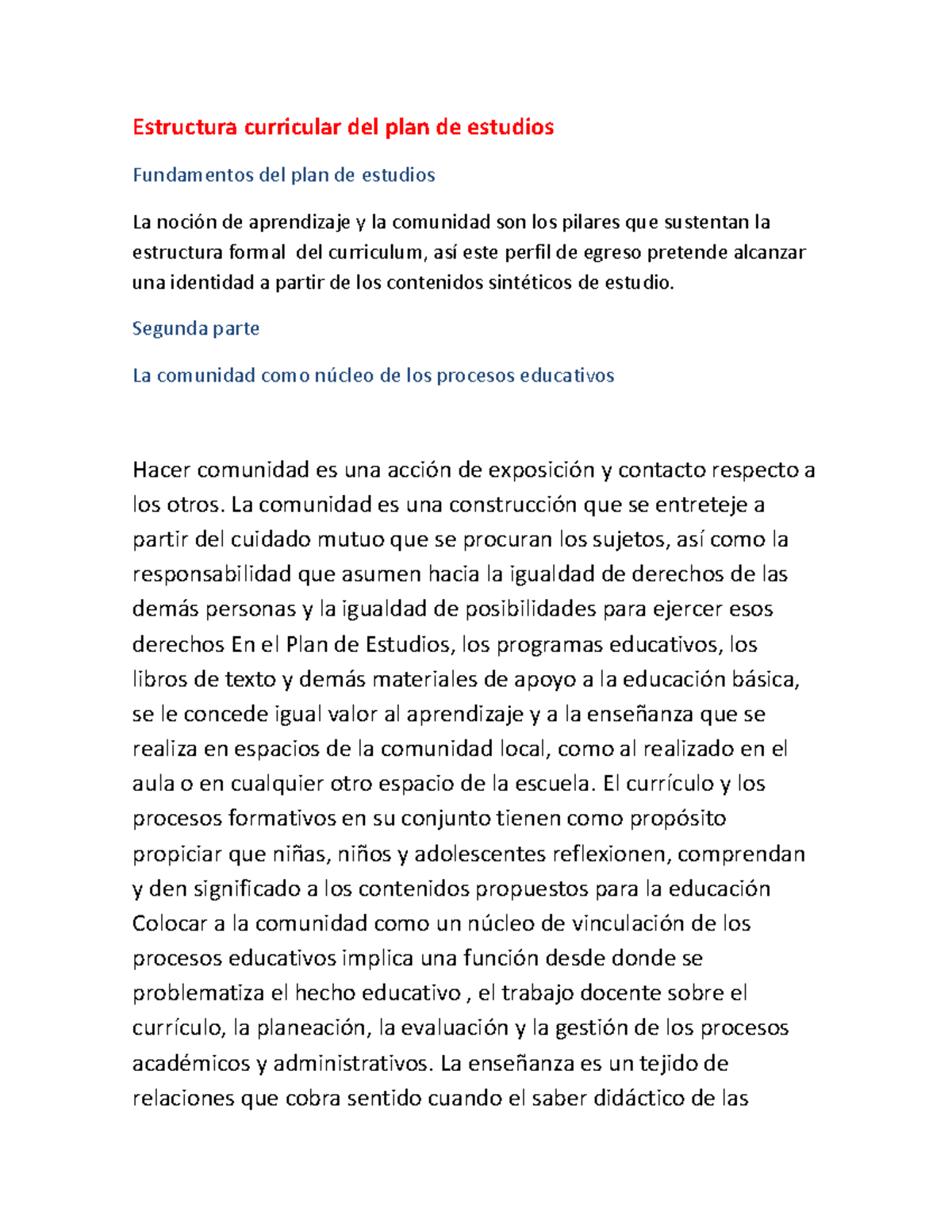 Estructura curricular del plan de estudios - Estructura curricular del plan de estudios ...