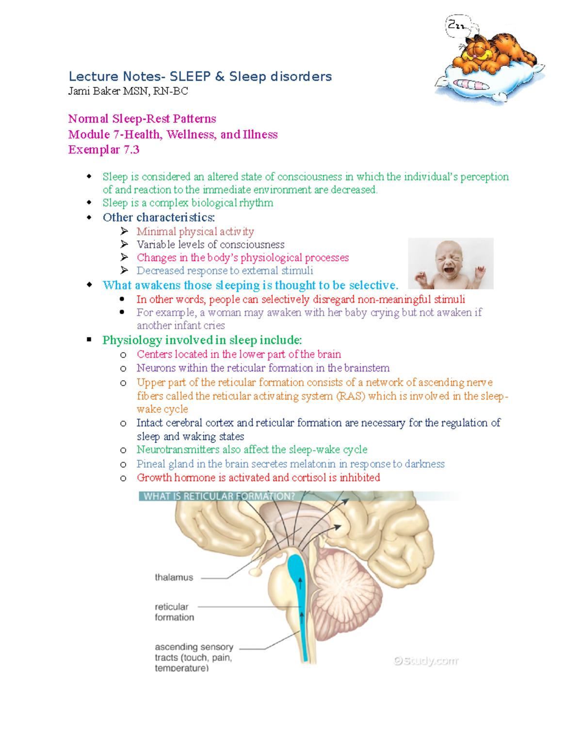 Lecture Notes Sleep and Sleep Disorders - Lecture Notes- SLEEP & Sleep ...