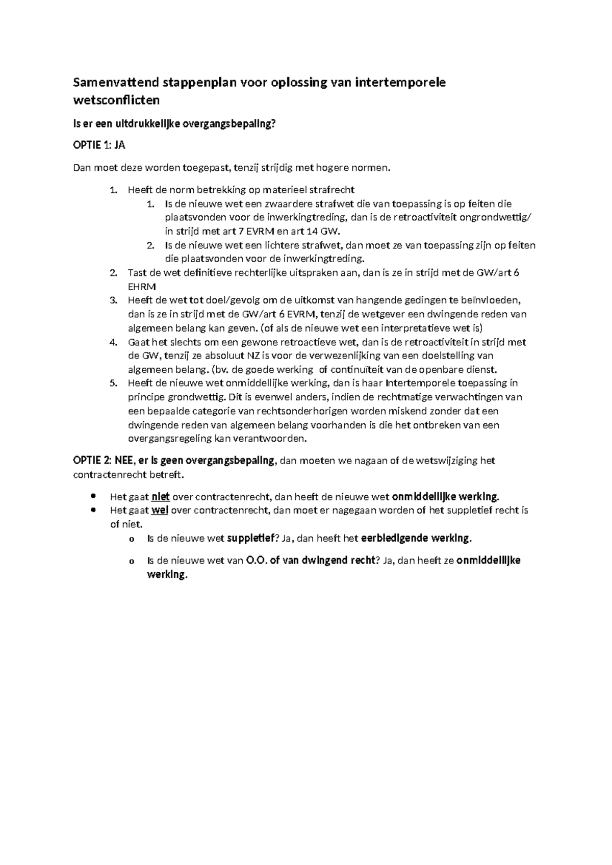 Samenvattend stappenplan werking wet in de tijd - Samenvattend ...